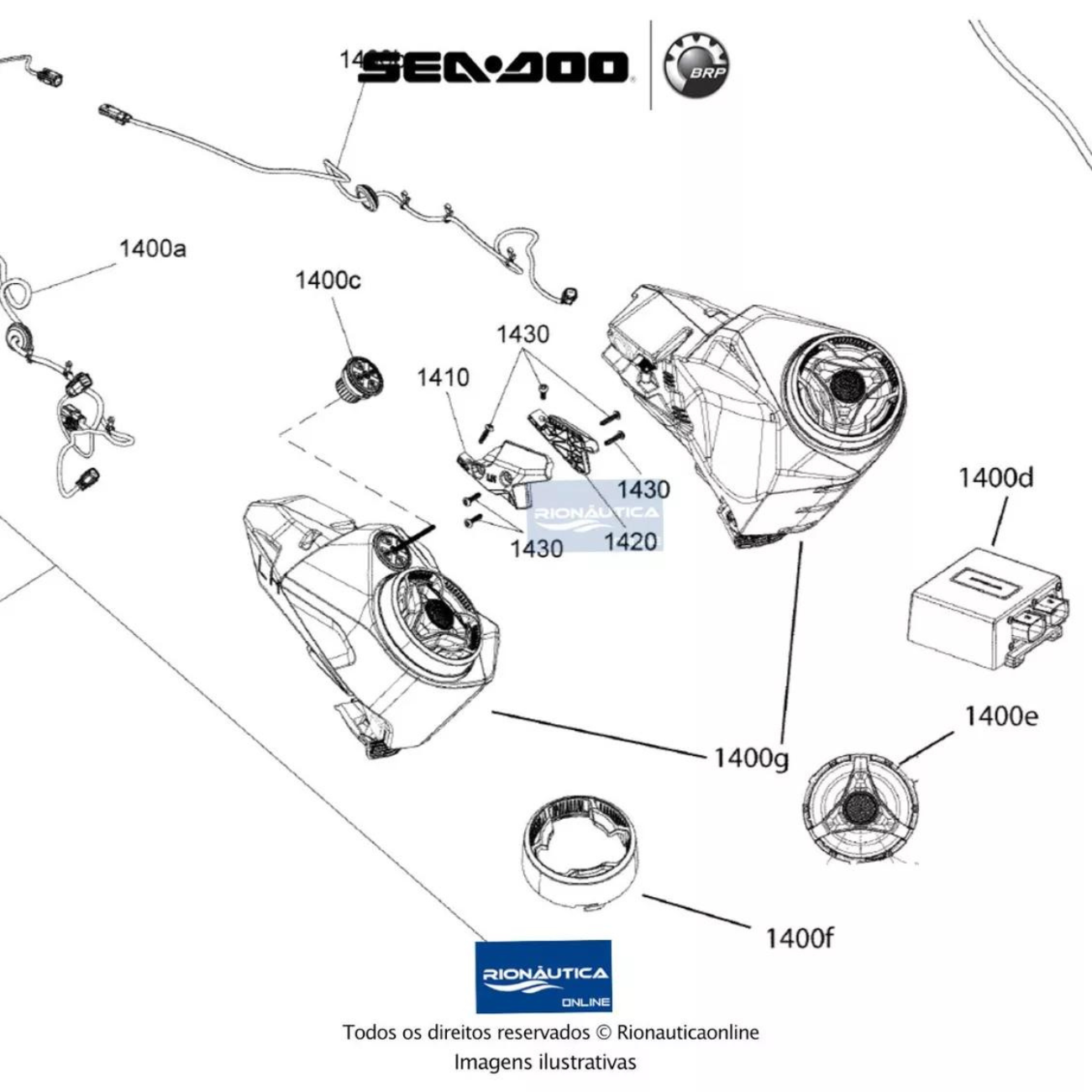 Grelha Auto Falante Som Sistema de Som de Jet Ski Sea Doo Original ...