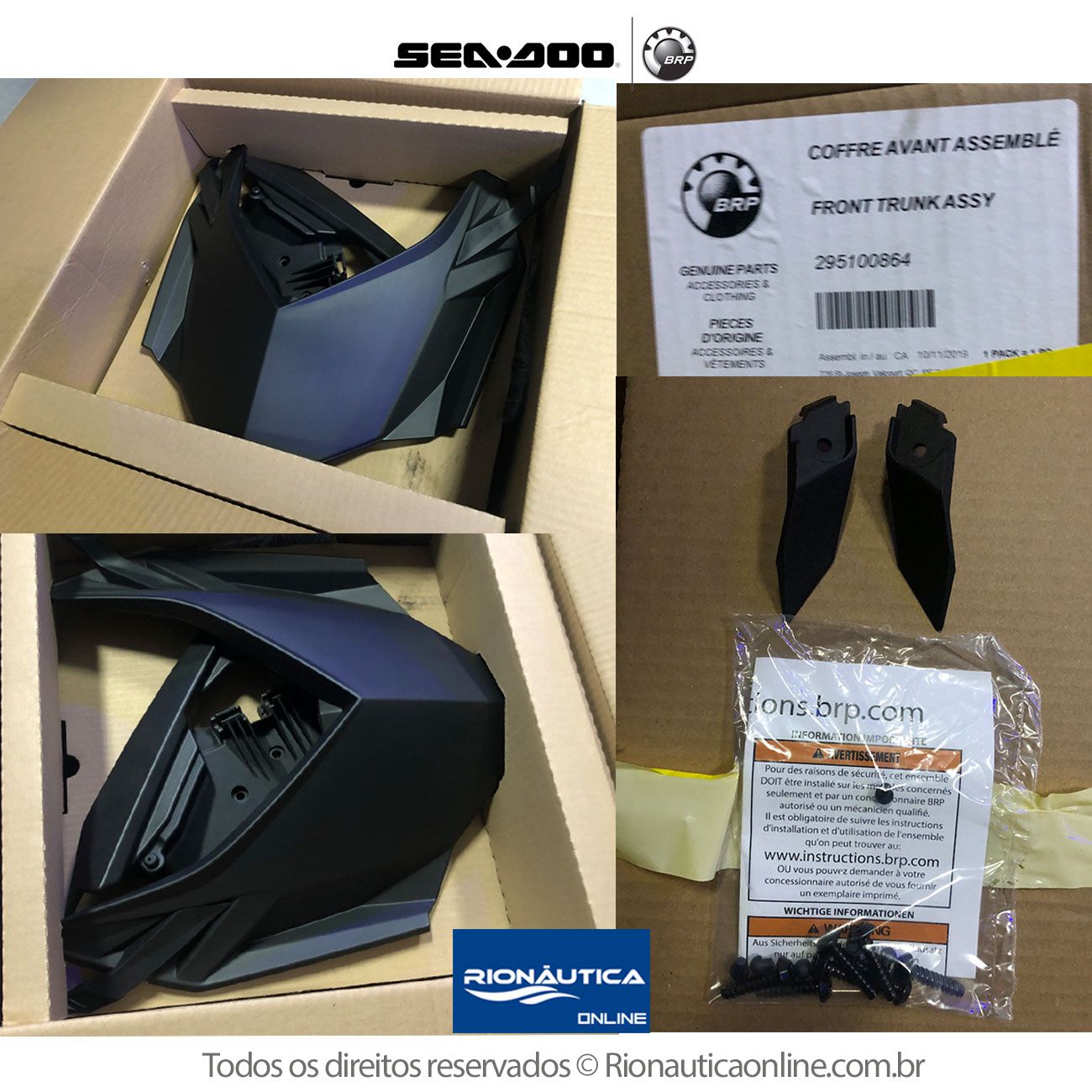 Bagageiro Dianteiro Interno Completo Tampa para Spark Original Sea Doo ...