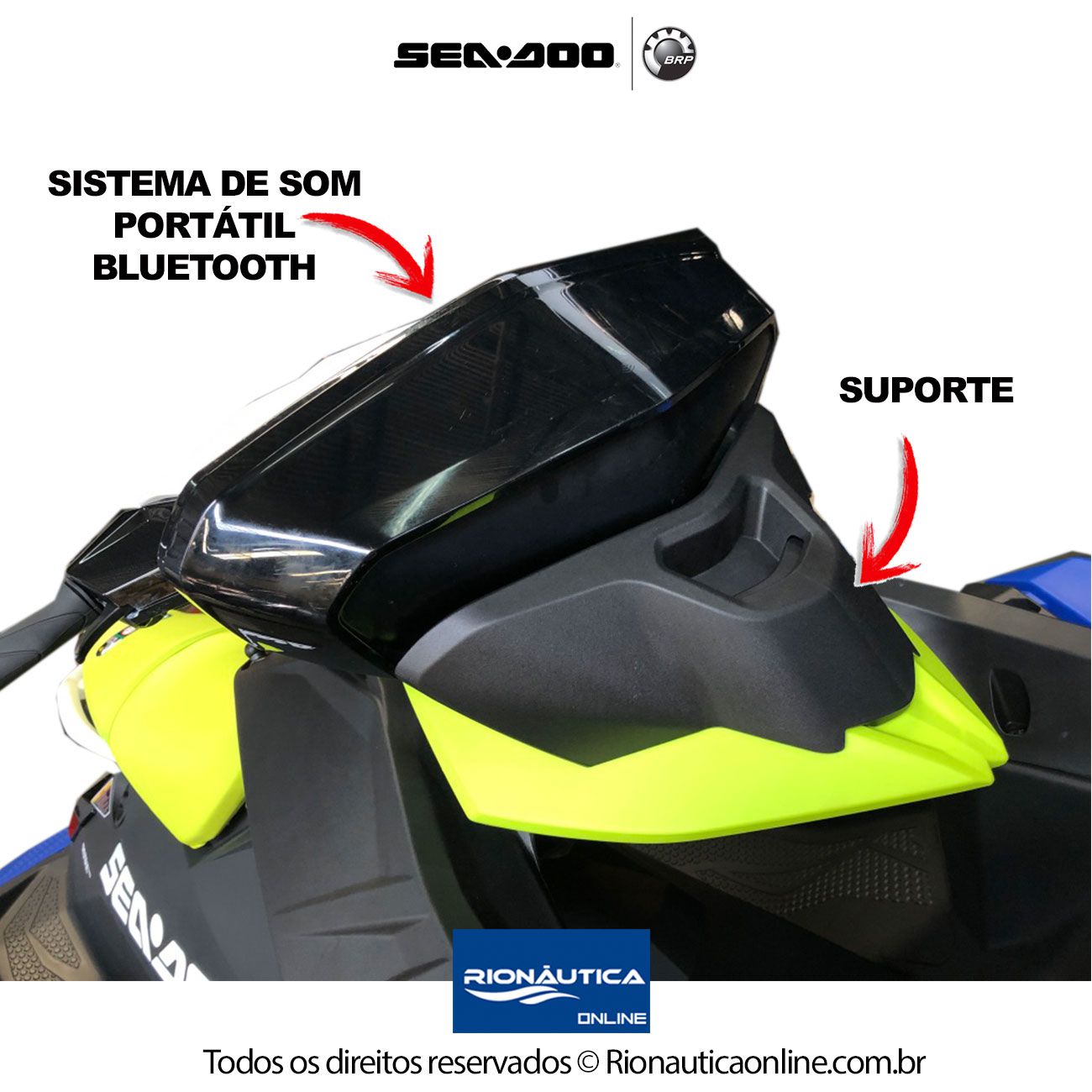 Sistema de Som Bluetooth Jet Ski Spark com Suporte Incluso - Sea Doo ...