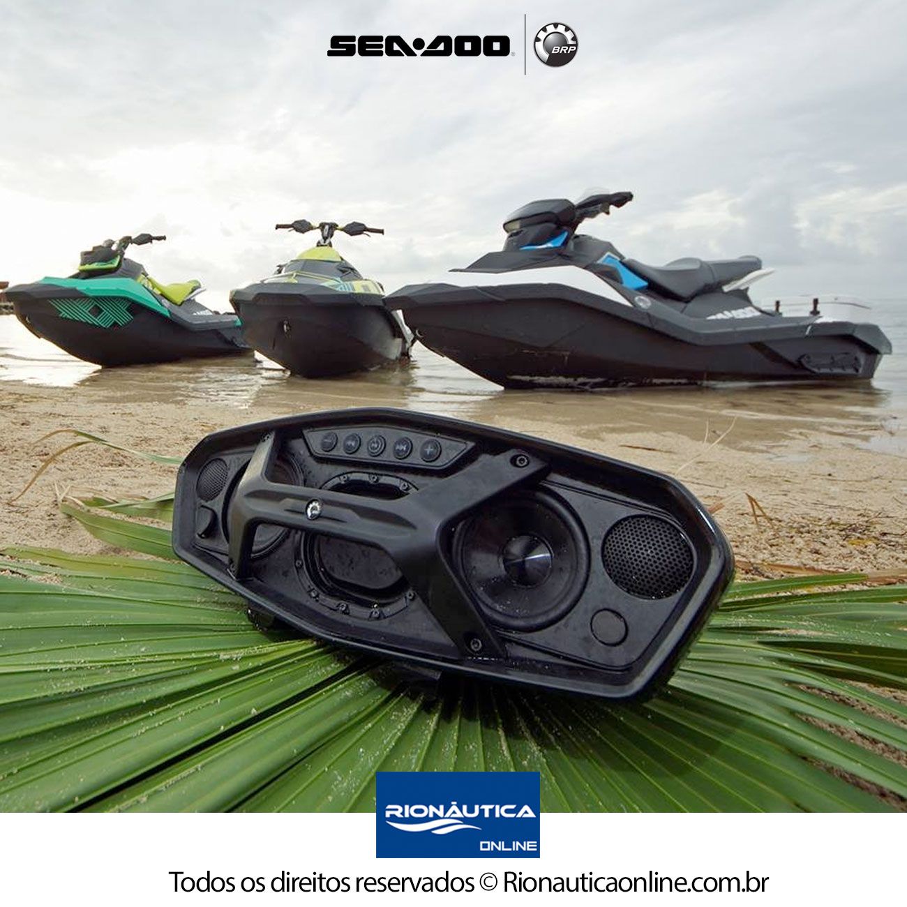 Sistema de Som Bluetooth Jet Ski Spark com Suporte Incluso - Sea Doo ...