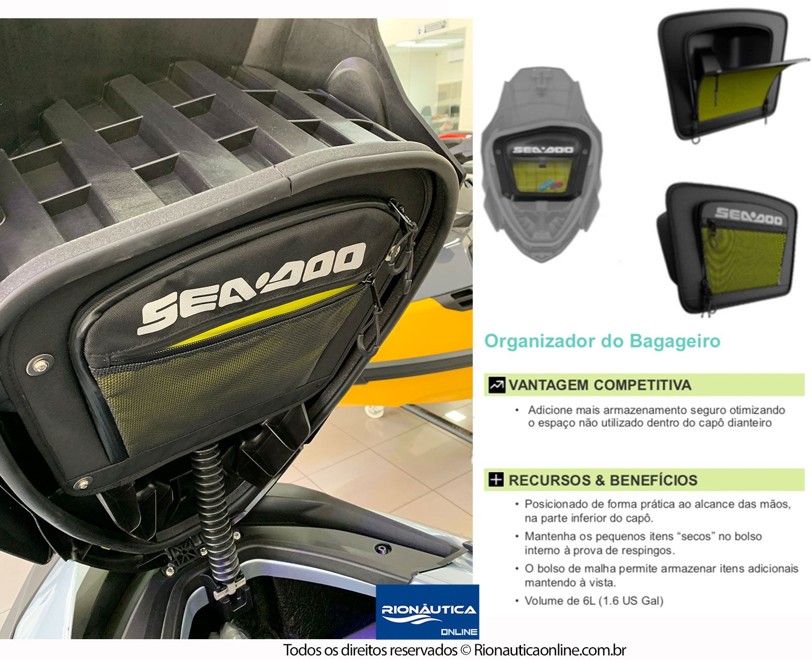 Organizador do Bagageiro Sea Doo para o Capô Dianteiro 295100862 ...