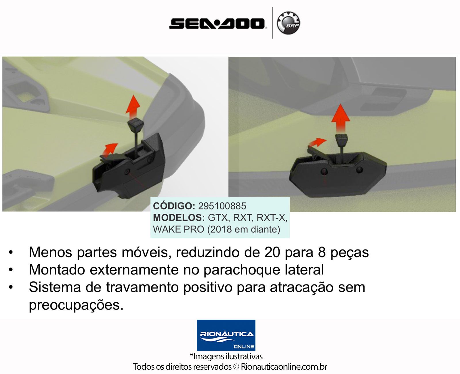 Cunho de Amarracao Atracacao Sistema Retratil Original Sea-Doo ...