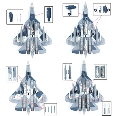 SU-57 FELON - 1:100 - COM OPÇÕES DE ARMAMENTOS - PRPOMOÇÃO! (Embalagem ...