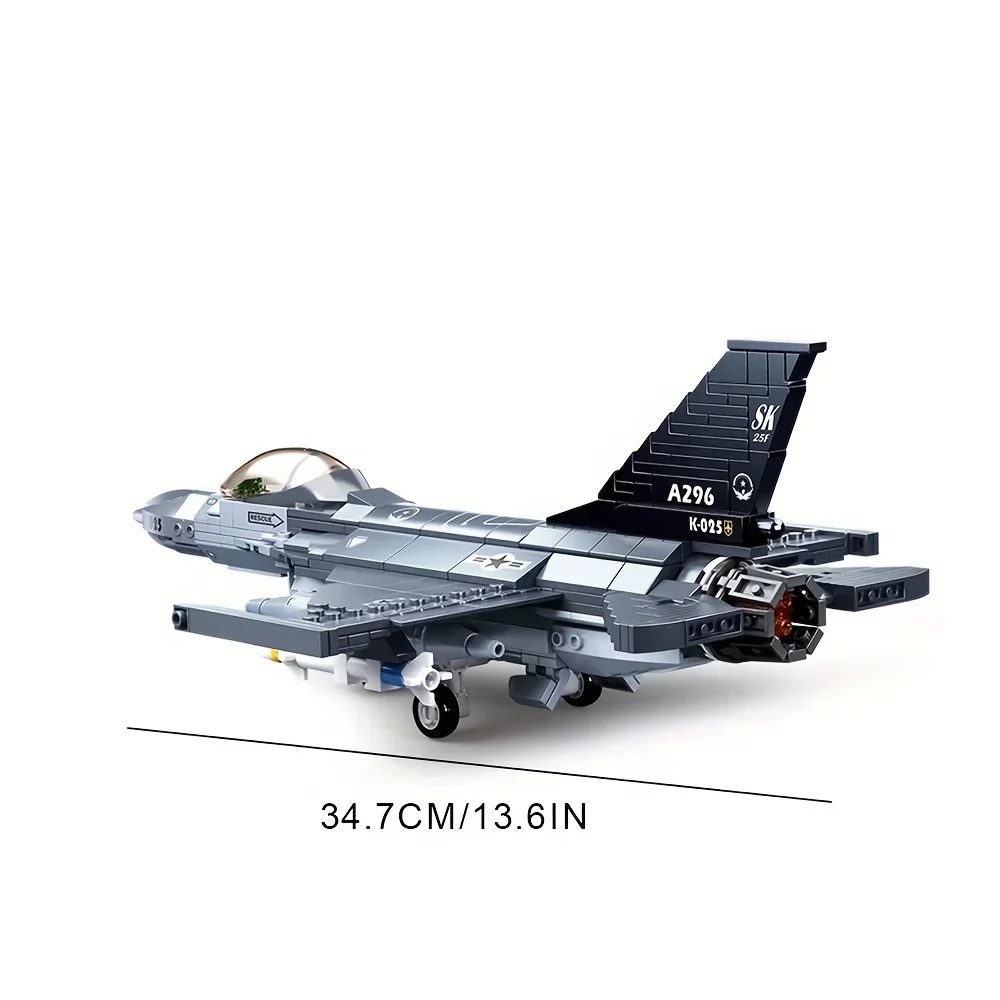 Avião de caça F-16 - 37cm - Blocos de montar (estilo LEGO) - Asas e ...