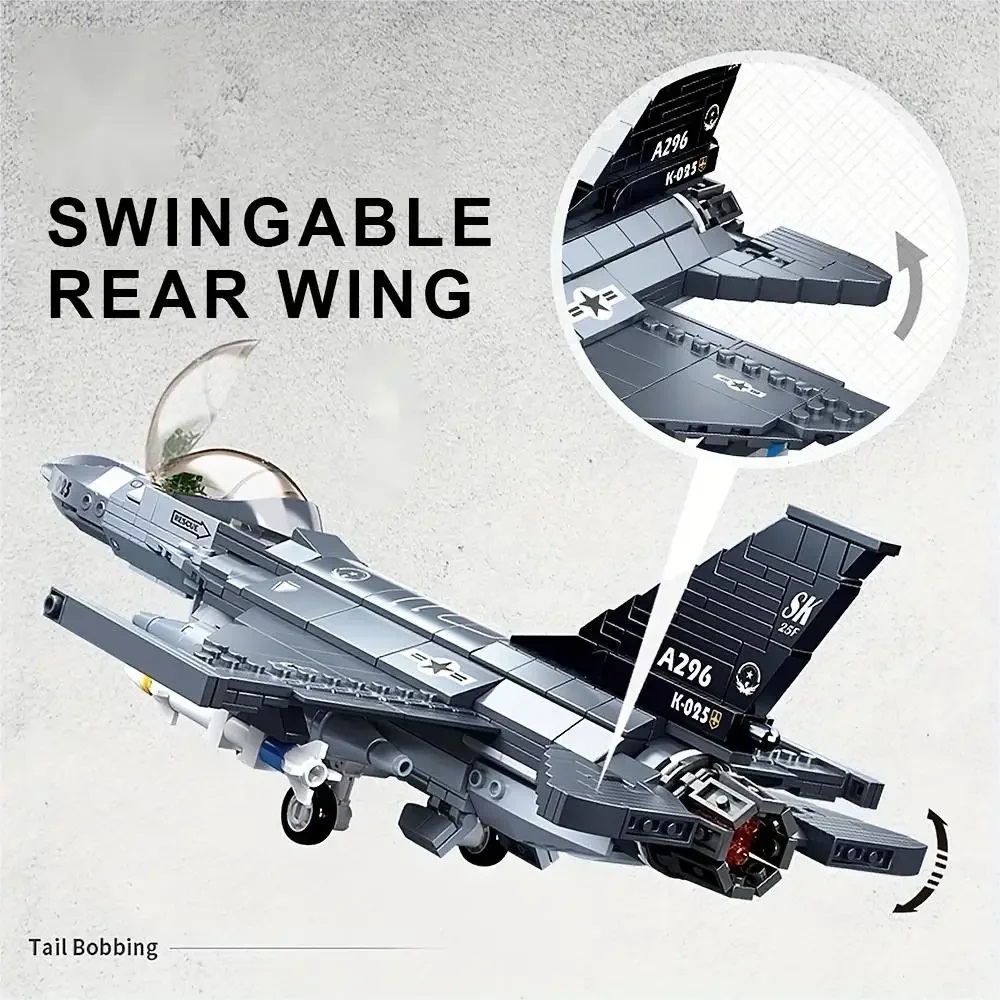 Avião de caça F-16 - 37cm - Blocos de montar (estilo LEGO) - Asas e ...