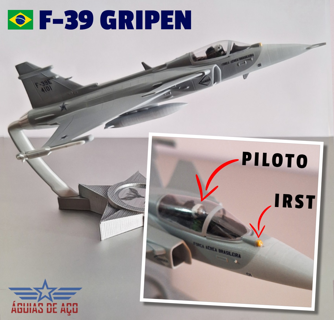 F-39 GRIPEN - FORÇA AÉREA BRASILEIRA - 1:100 - Loja Águias de Aço