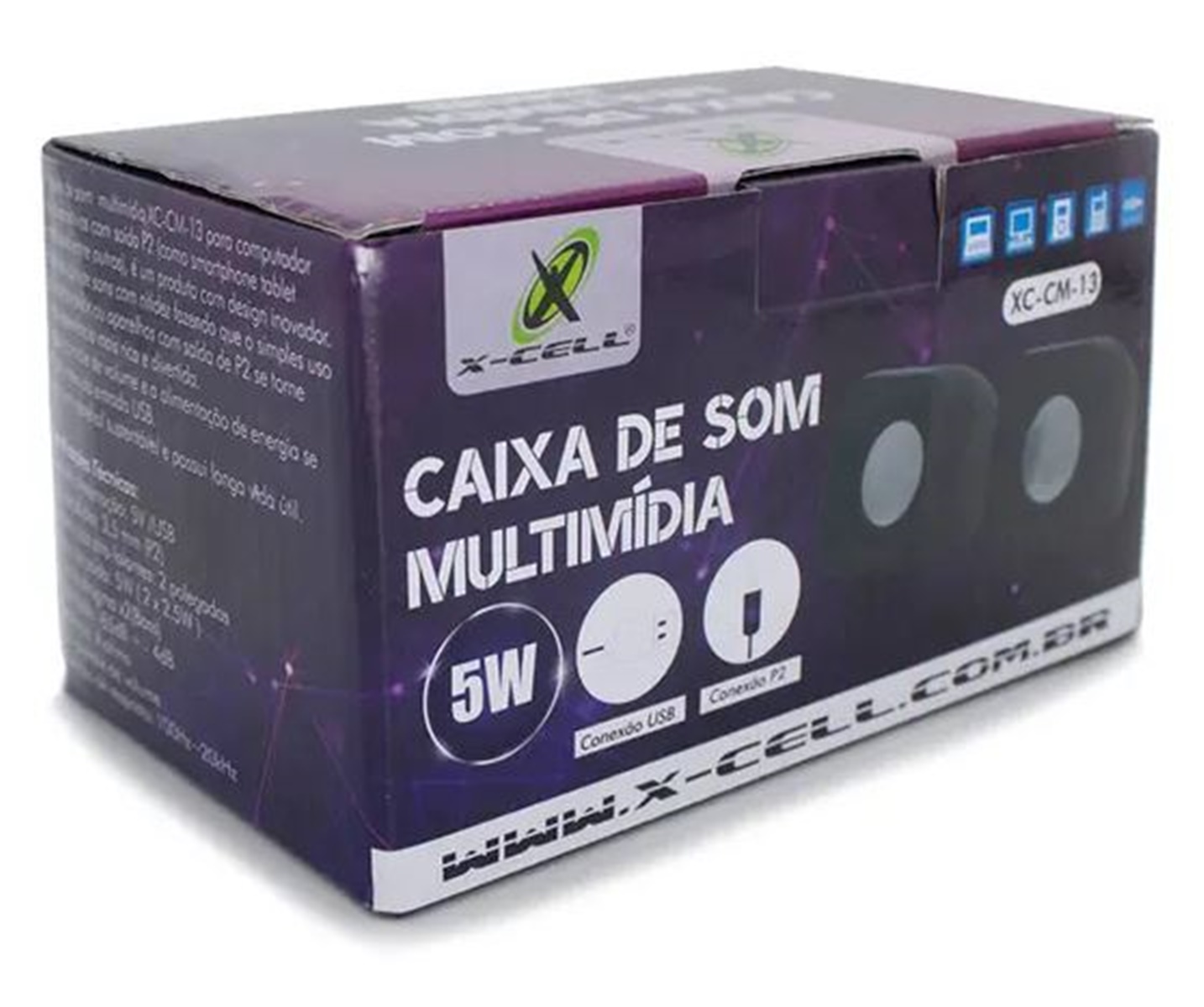 Caixa de Som PC Notebook USB P2 X-Cell 5W RMS XC - Loja Solutech ...
