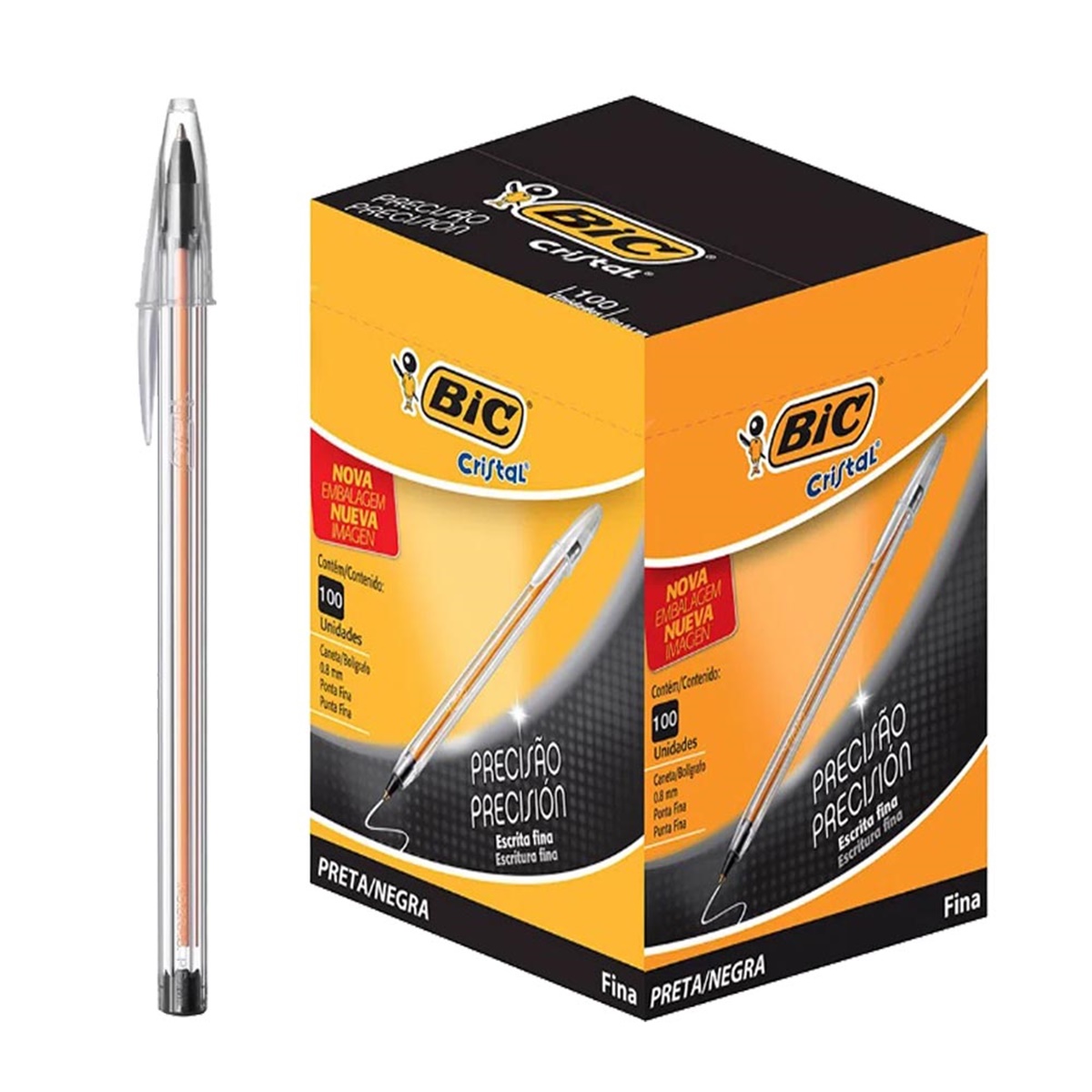 Caneta Esferográfica Bic Cristal Fine Plus Preta - Loja Solutech Eletrônicos e Acessórios