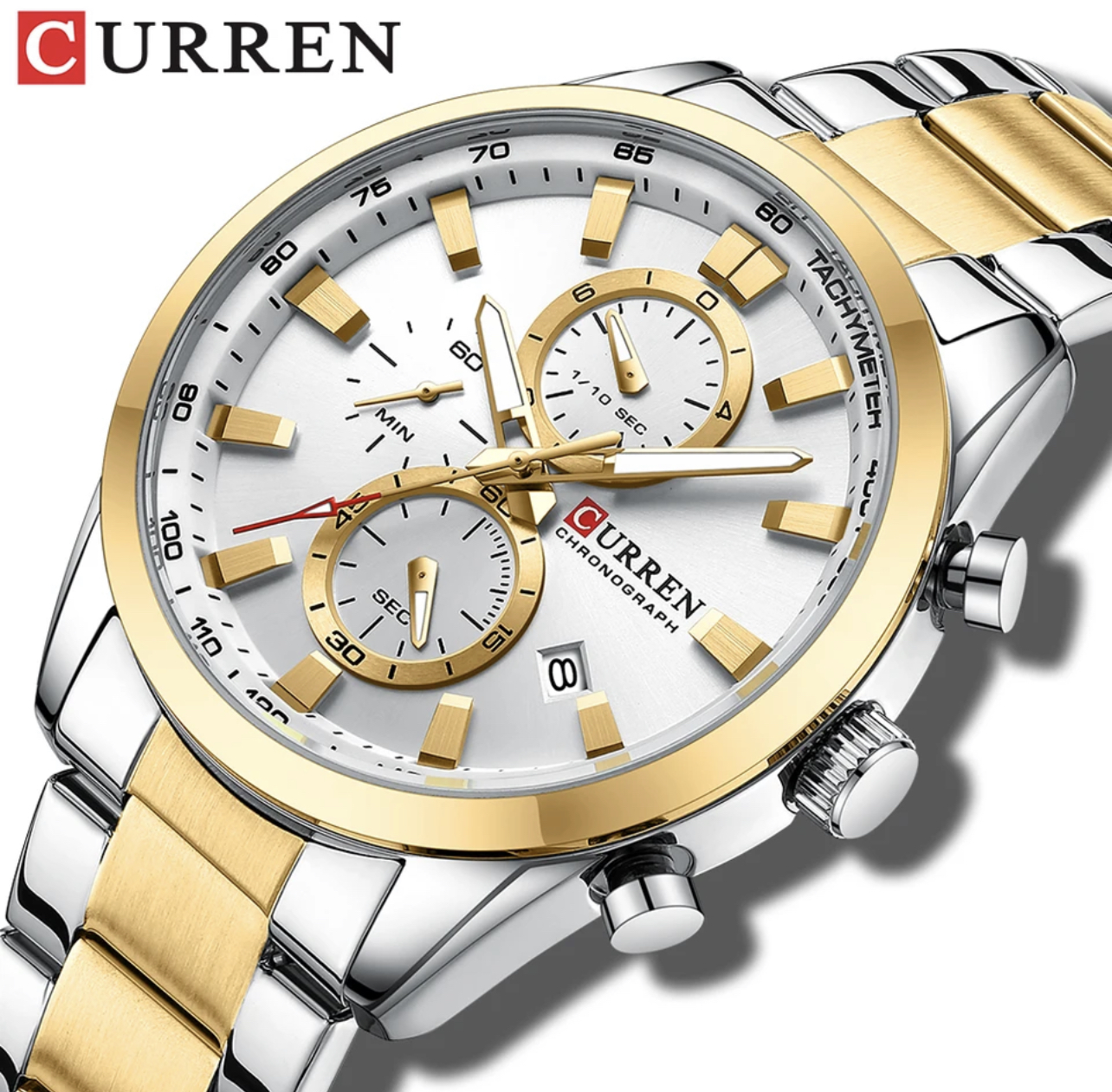 Relógio Curren 8445 Dourado com Prata - Relógios Curren