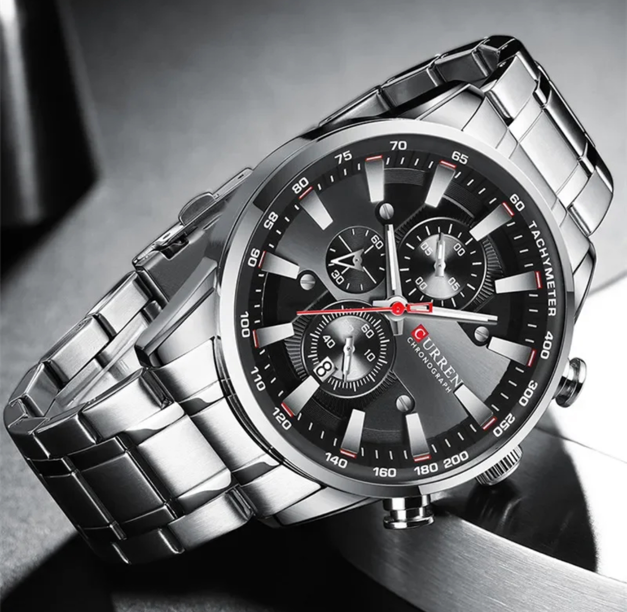 Relógio Curren 8351 Prata com preto - Relógios Curren