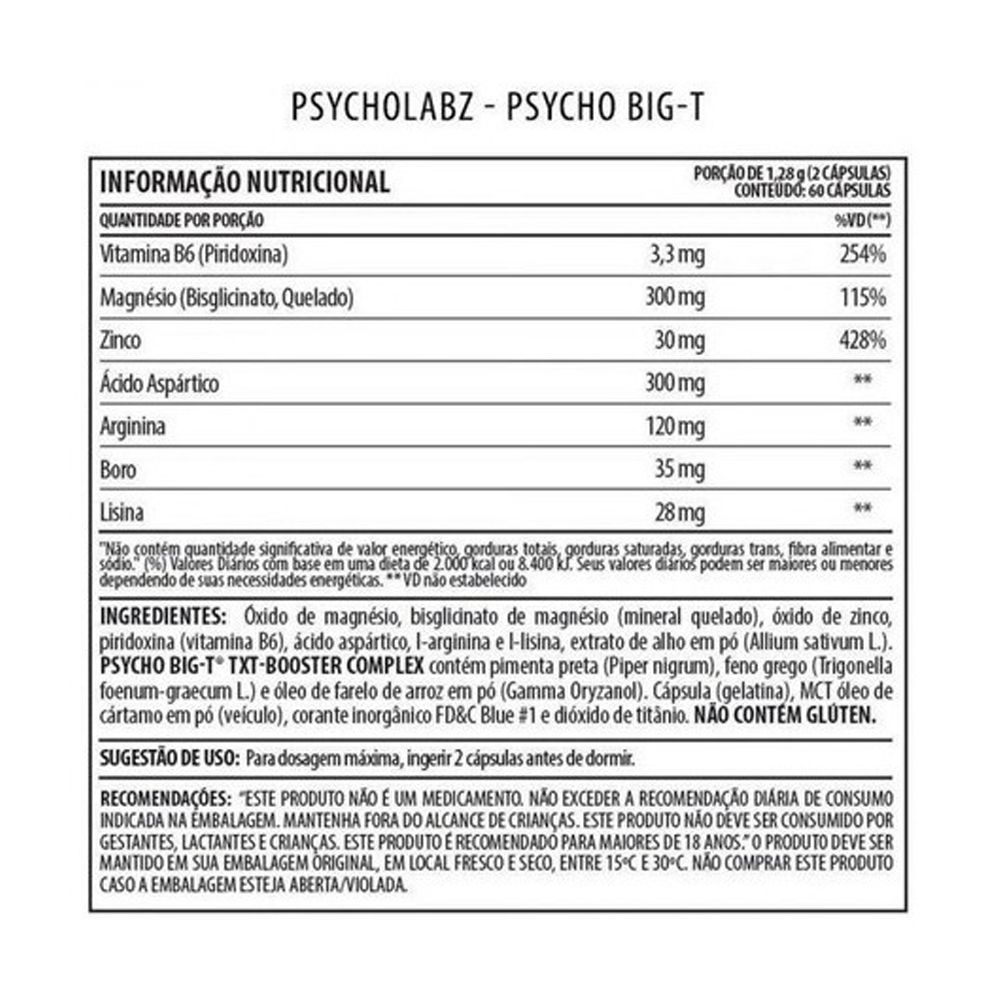 PSYCHO BIG-T TESTO BOOSTER PSYCHOLABZ - 60 CAPS - Curitiba Nutrition ...