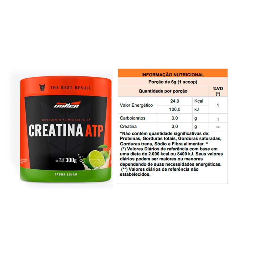 CREATINA ATP NEW MILLEN - 300G - Curitiba Nutrition - Suplementos