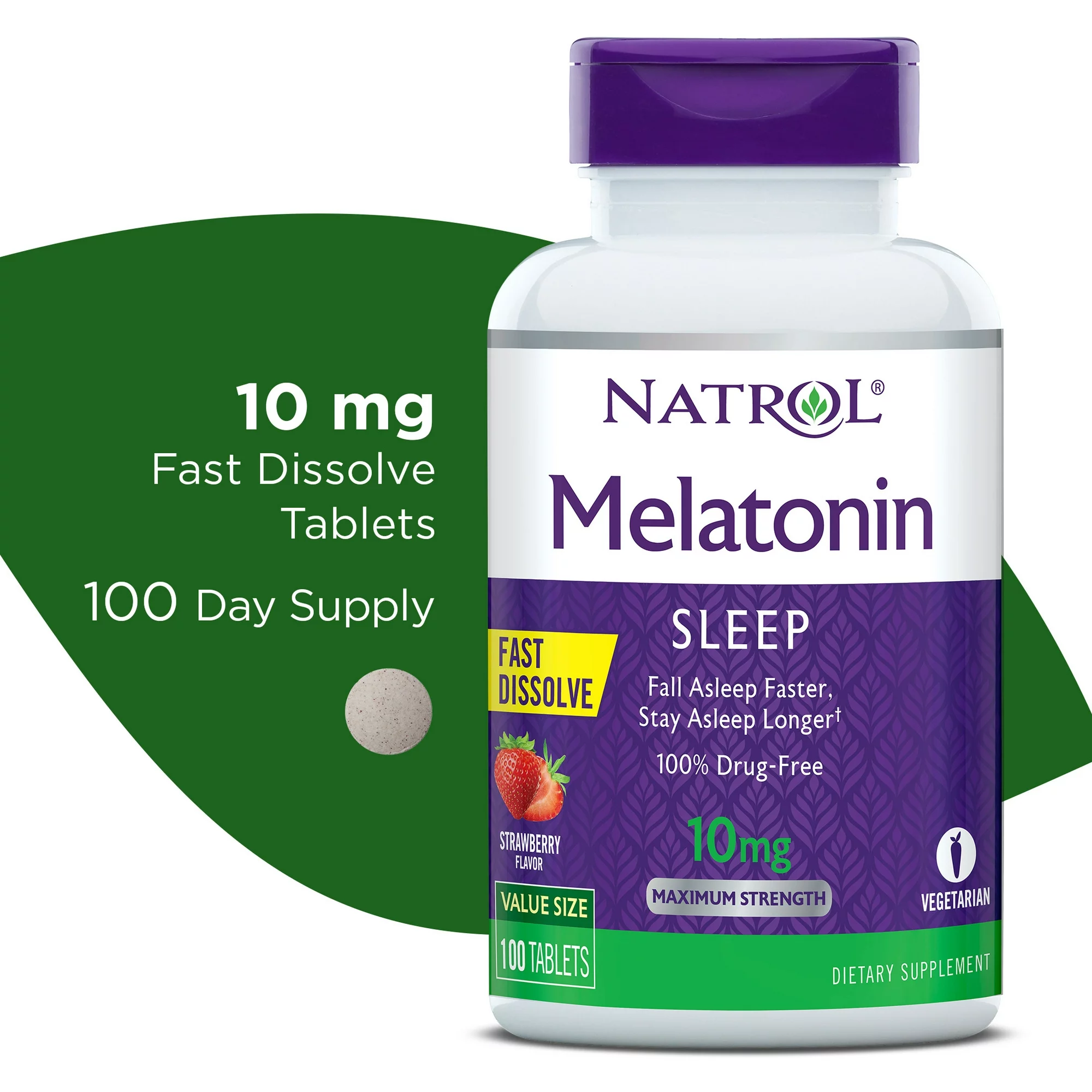 Natrol Melatonin Fast Dissolve Sleep Aid Tablets, Strawberry, 10mg ...