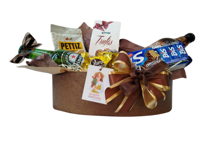 Cesta Com Cervejas E Chocolates Mundo Da Lua - Recanto das Flores