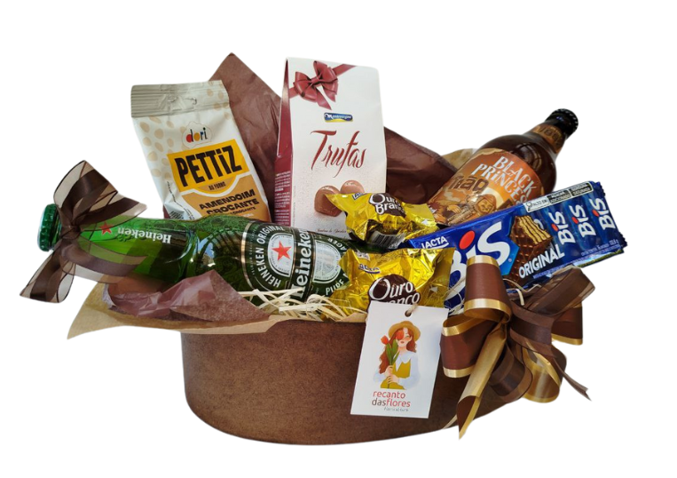 Cesta Com Cervejas E Chocolates Mundo Da Lua - Recanto das Flores