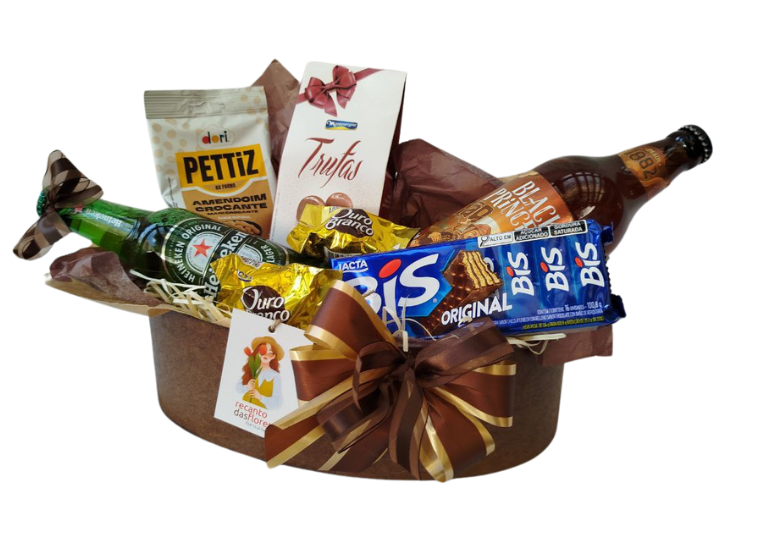 Cesta Com Cervejas E Chocolates Mundo Da Lua - Recanto das Flores