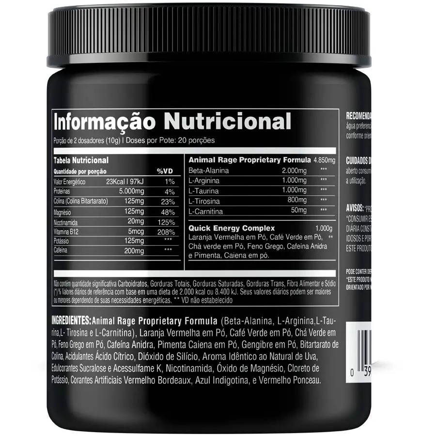 Pré Treino Animal Rage XL 221g - Universal Nutrition - HEAVY NUTRITION ...