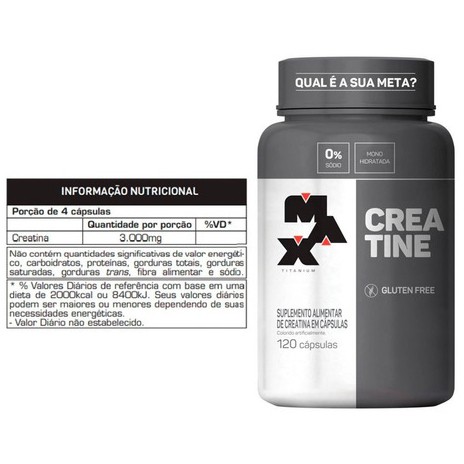 Creatine - 120 Cápsulas - Max Titanium - HEAVY NUTRITION SUPLEMENTOS