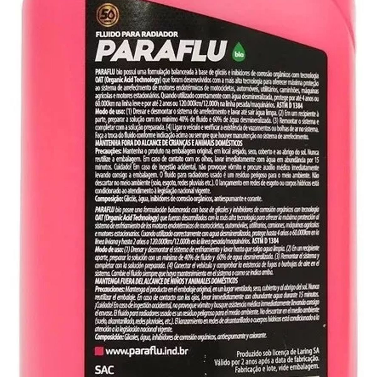 Kit 3 Litros De Aditivo Paraflu Concentrado Rosa + 4 Litro Água - Sua ...