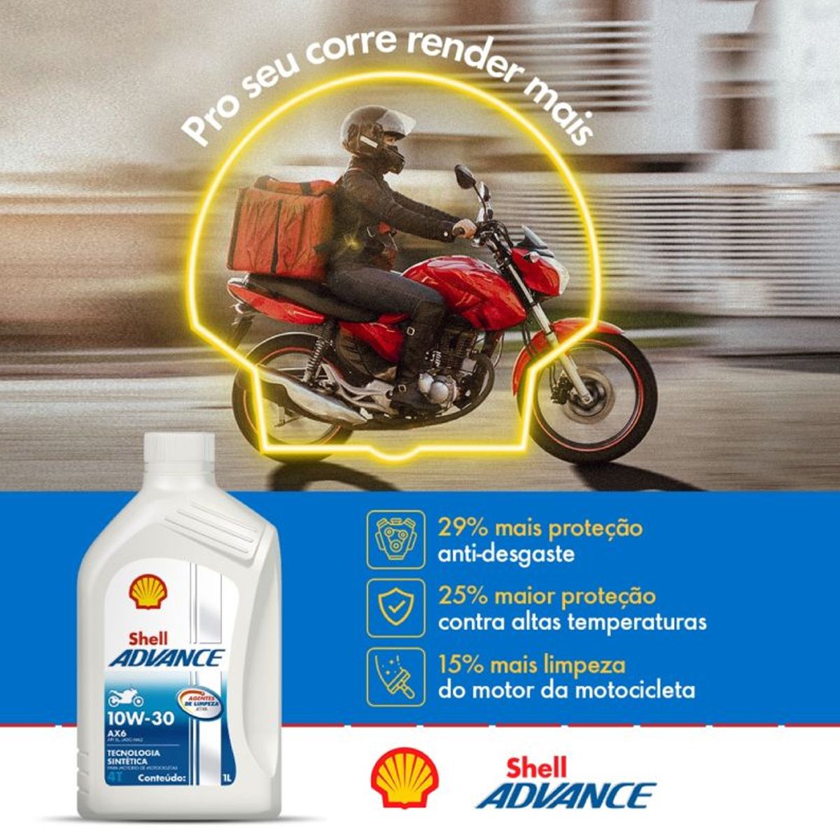 Óleo De Motor Shell Advance AX6 10W30 Lubrificante Semissintético Para ...