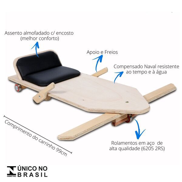 Carrinho de Rolimã Tradicional Sem Pintura - Diversão Clássica INMETRO ...