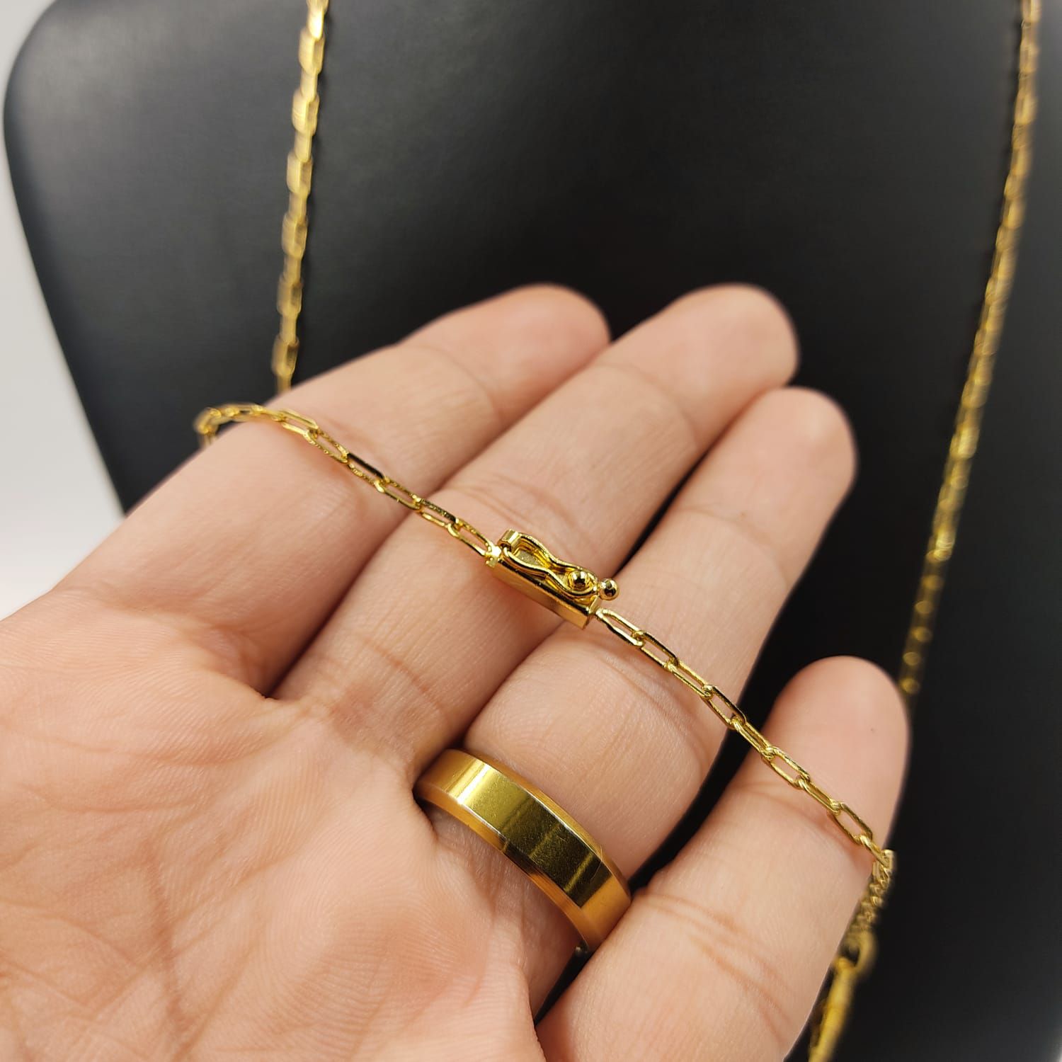 Cordão Cadeado Alongado Banhado A Ouro 18k Pingente Cruz Amarrada