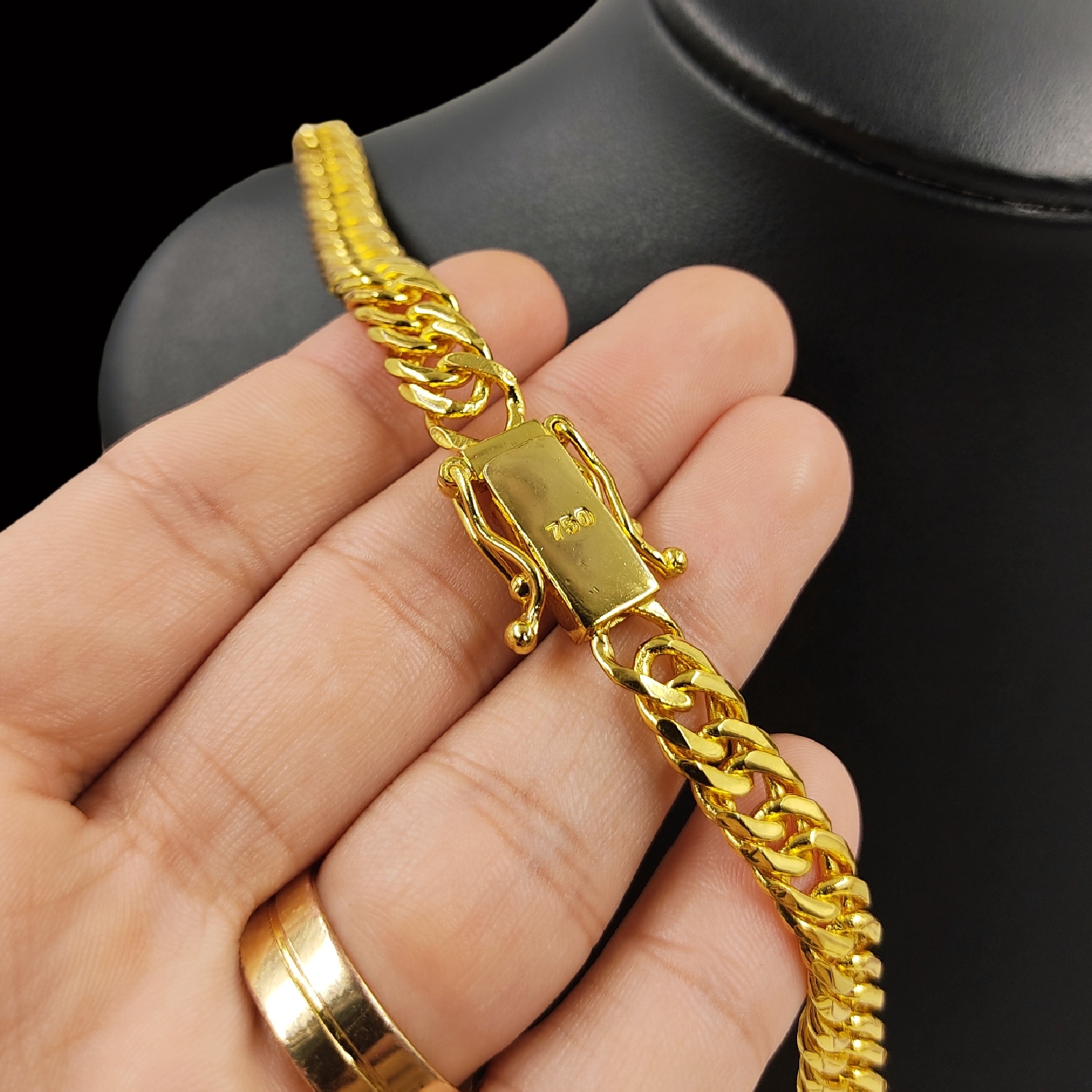 Cordão e Pulseira 10mm Grummet Dupla com Fecho 750 Banhada a Ouro 18K ...