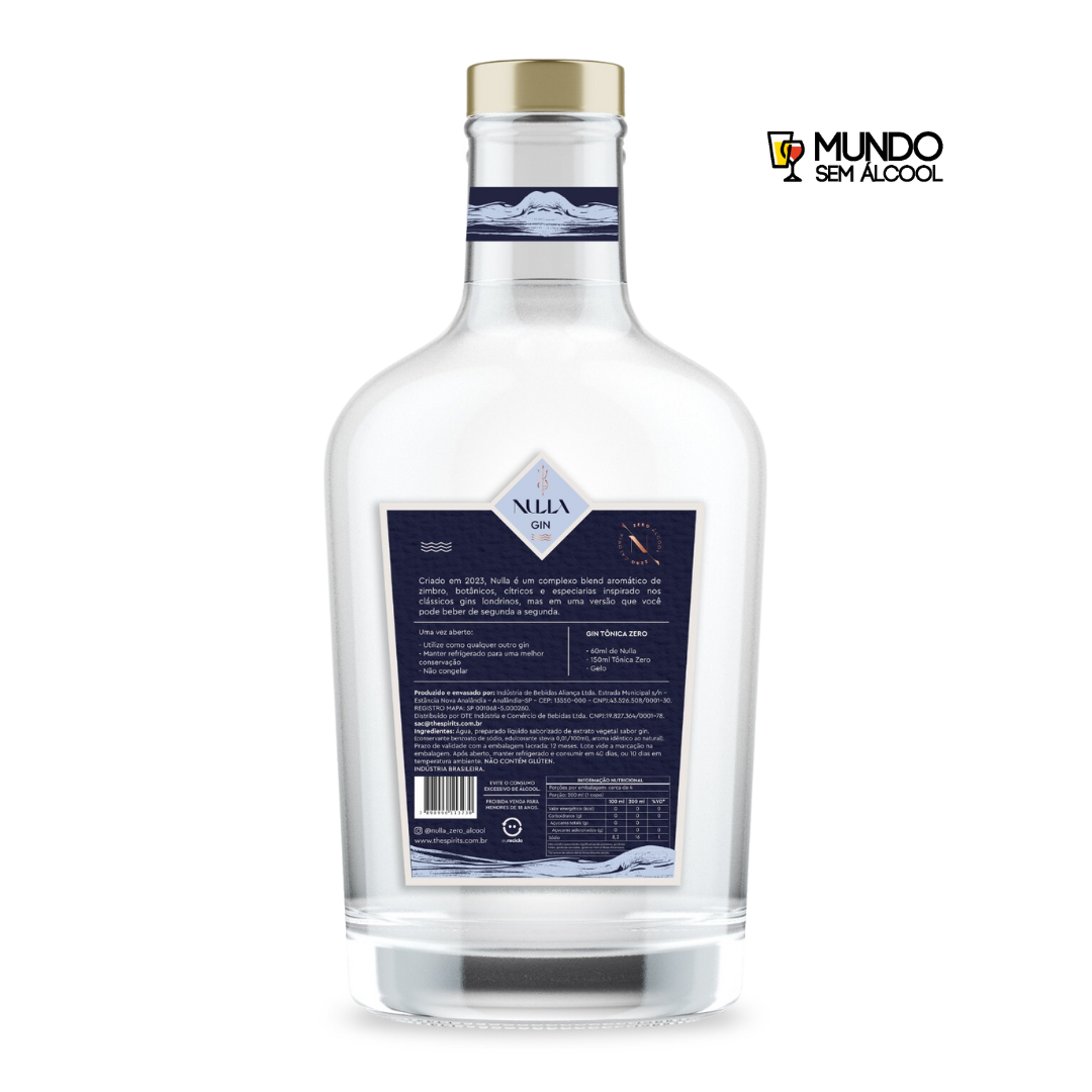 Gin Nulla Zero Álcool - Garrafa 750ml - Brasil - Mundo Sem Álcool