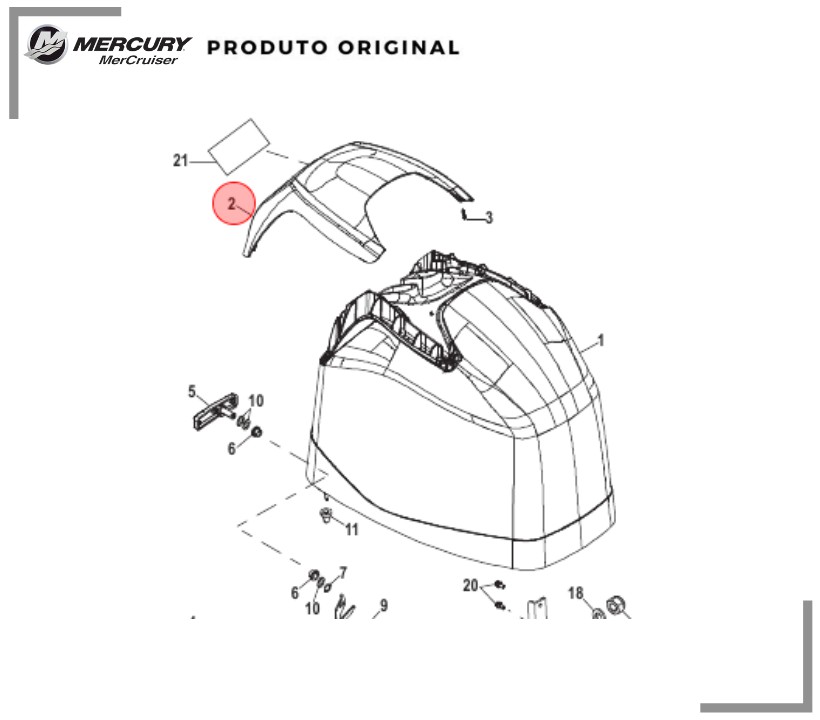 ACABAMENTO DO CAPO MERCURY 75 / 80 / 100 / 115HP 4 TEMPOS 897529T - NSC ...