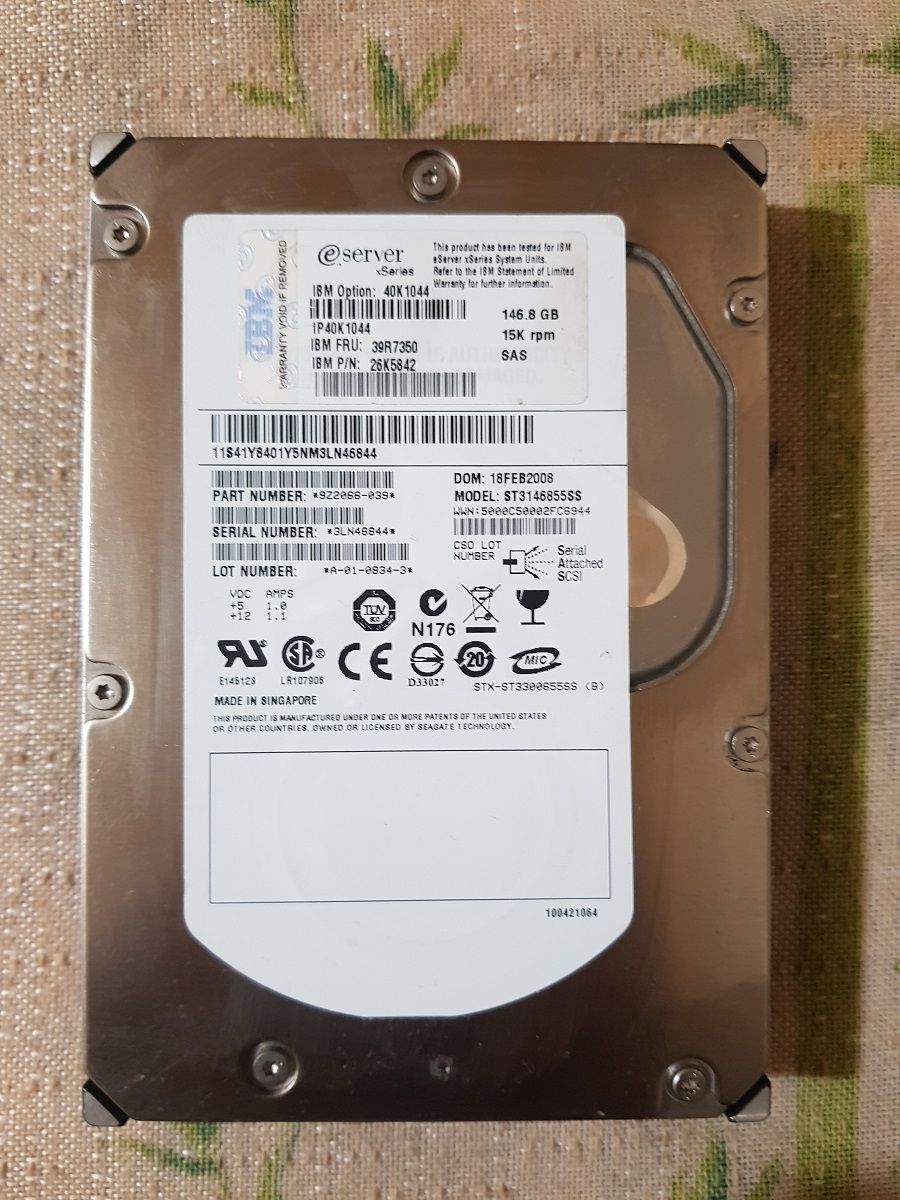 Hd Ibm Sas 146gb 15k 3gbps 3.5 - Fru: 39r7350 - DataNub