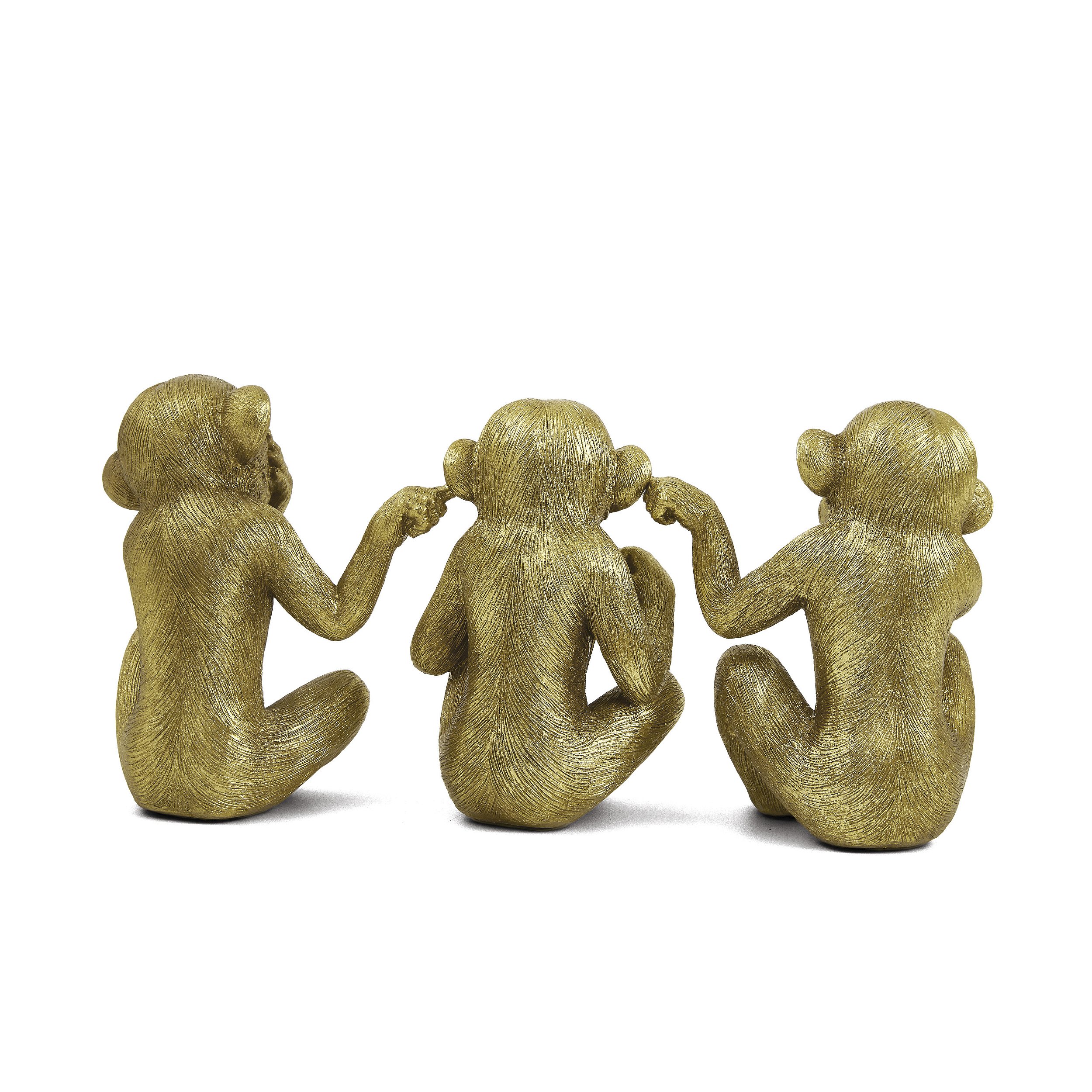 Kit 3 Macacos Sábios Dourados em Polirresina - Decoração Elegante ...