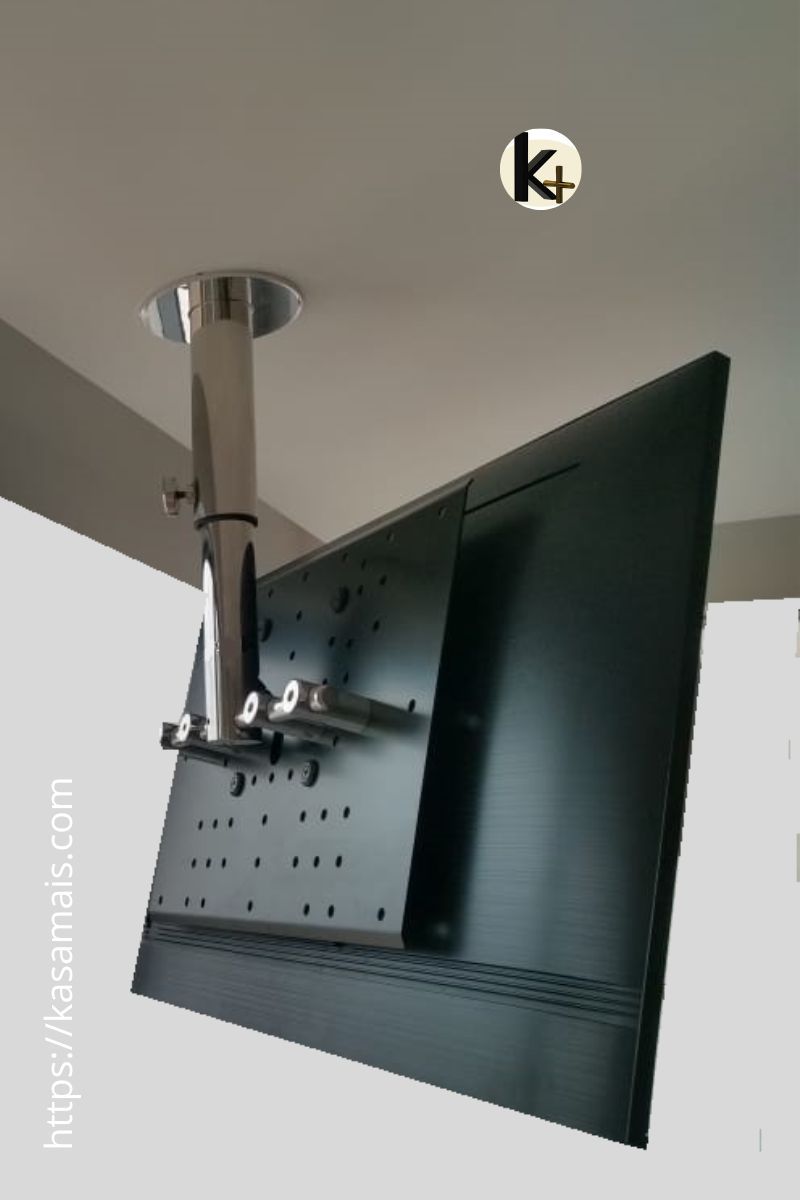 Suporte TV Teto Inox Regulagem de Altura - Kasa Mais