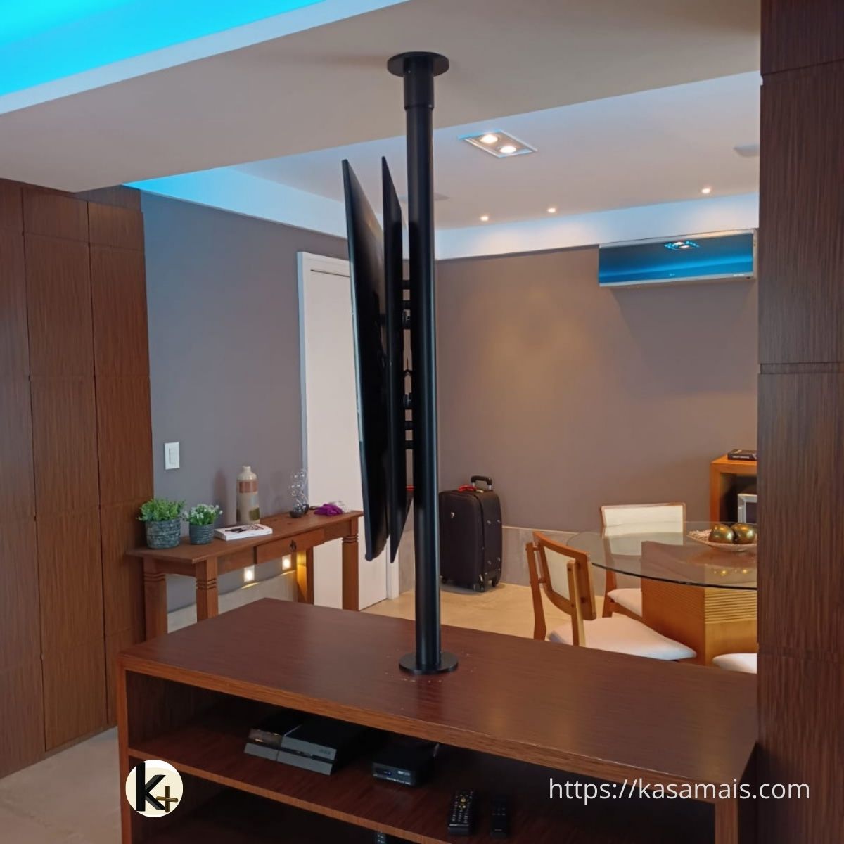 Suporte Giratório TV _ Fixação Móvel e Teto - Chapa TV Vidro Preto - T ...