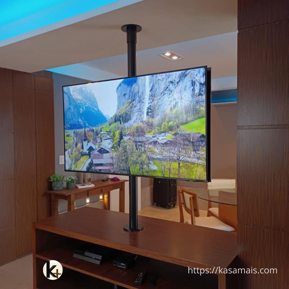 Suporte Giratório TV _ Fixação Móvel e Teto - Chapa TV Vidro Preto - T ...