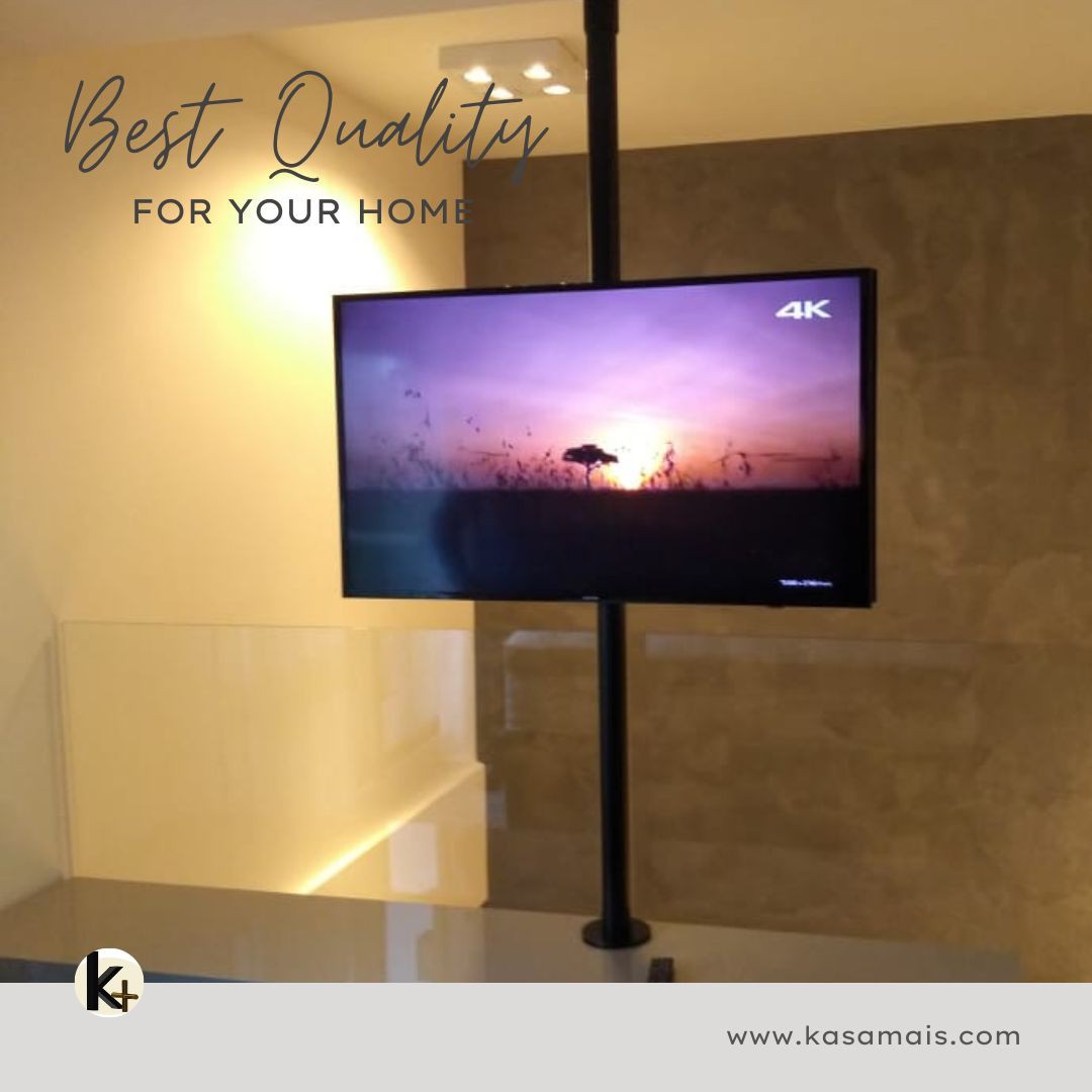 Suporte Giratório TV _ Fixação Móvel e Teto - Chapa TV Vidro Preto - T ...