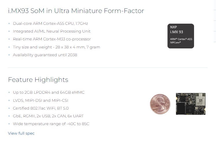 Computer on Module (CoM / SoM) CompuLab UCM-iMX93 - SmartCore - one ...