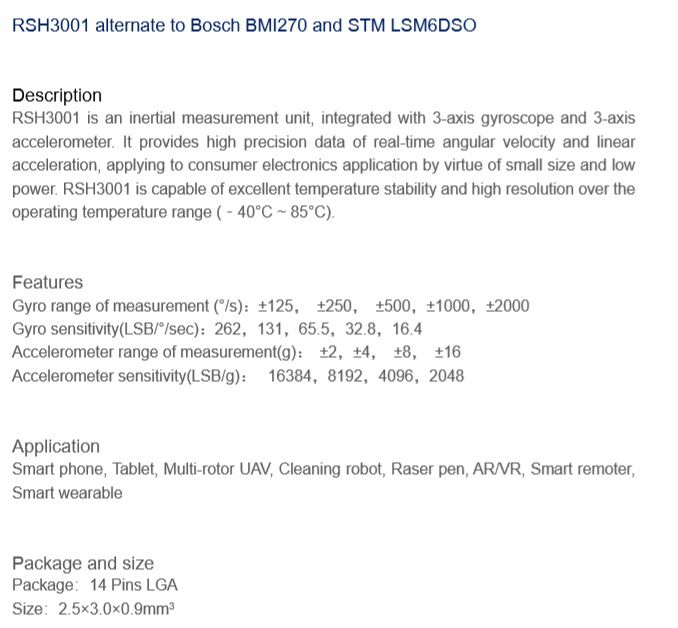 Sensor inercial giroscopio 3 eixos e acelerometro 3 eixos - RSH3001 ...