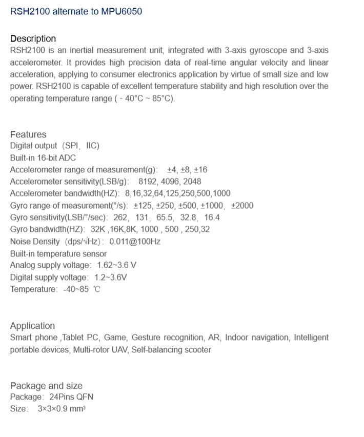 Sensor inercial giroscopio 3 eixos e acelerometro 3 eixos - RSH2100 ...