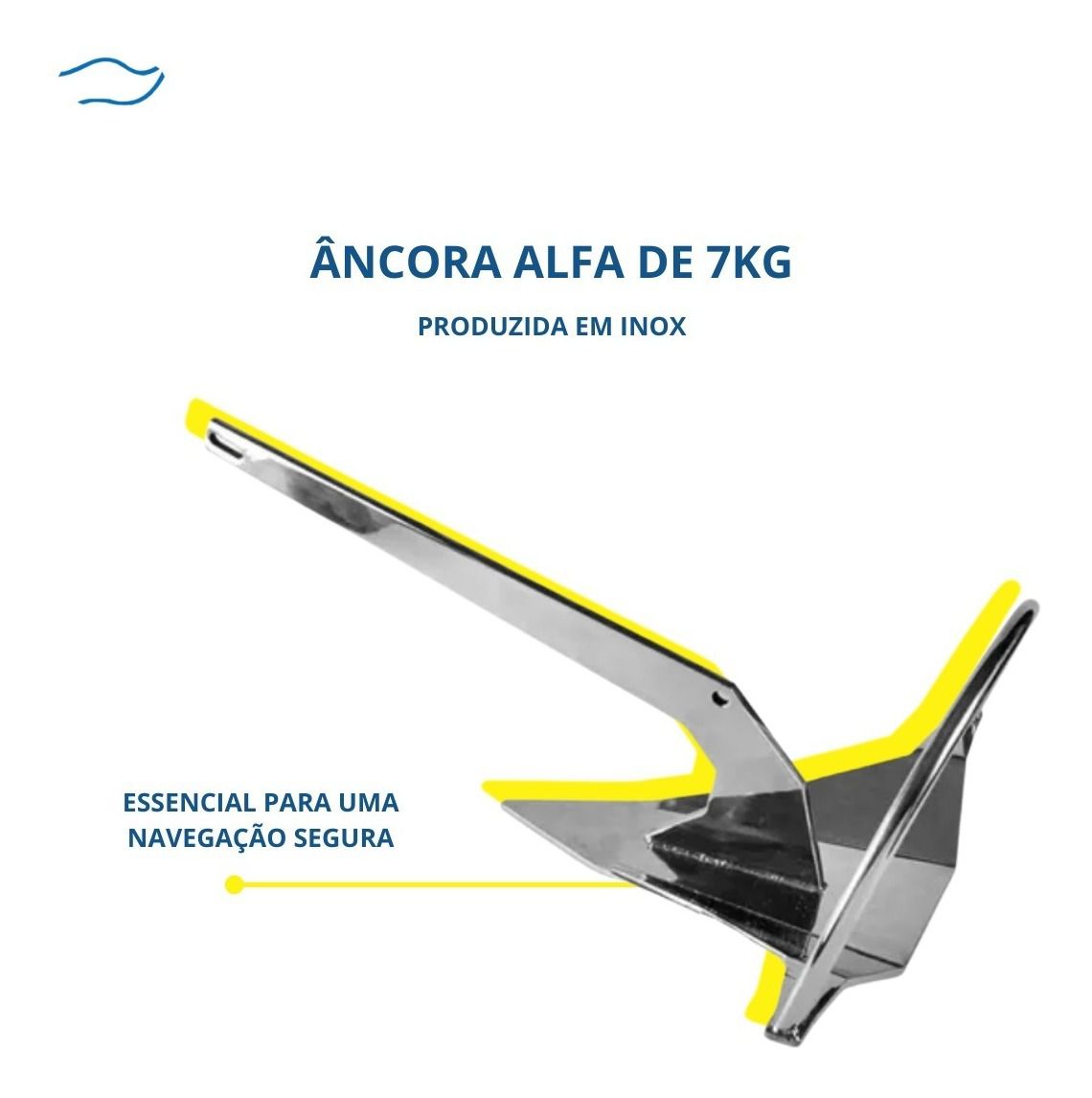 Âncora Alfa 7Kg Inox Barcos Jet Ski Caiaque Fundos Areia e Lama - Produtos Náuticos Brasil