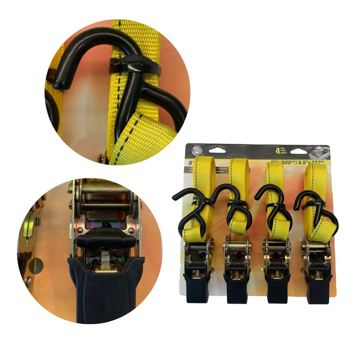 Kit 4un Cinta P/ Amarração Straps 1500lbs/1360kg 4,5m | Produtos ...