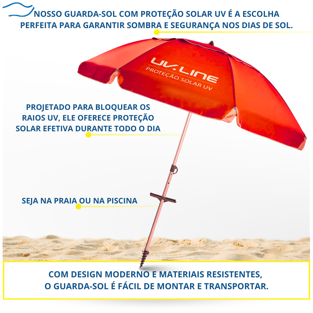 Guarda-Sol UV.Line FPU50+ Cabo Articulado Quebra-Vento 1,90m - Produtos ...