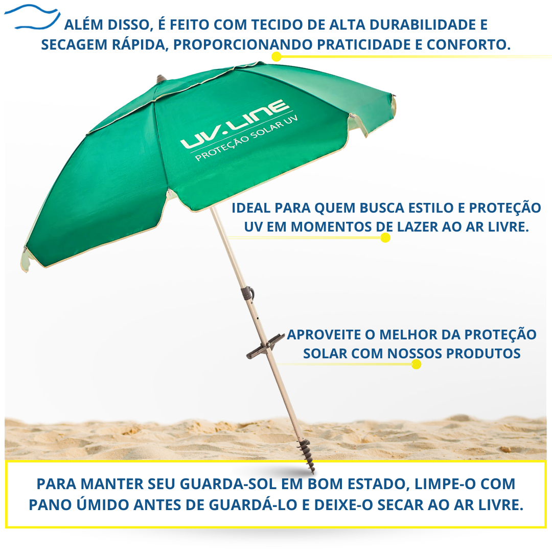 Guarda-Sol UV.Line FPU50+ Cabo Articulado Quebra-Vento 1,90m - Produtos ...