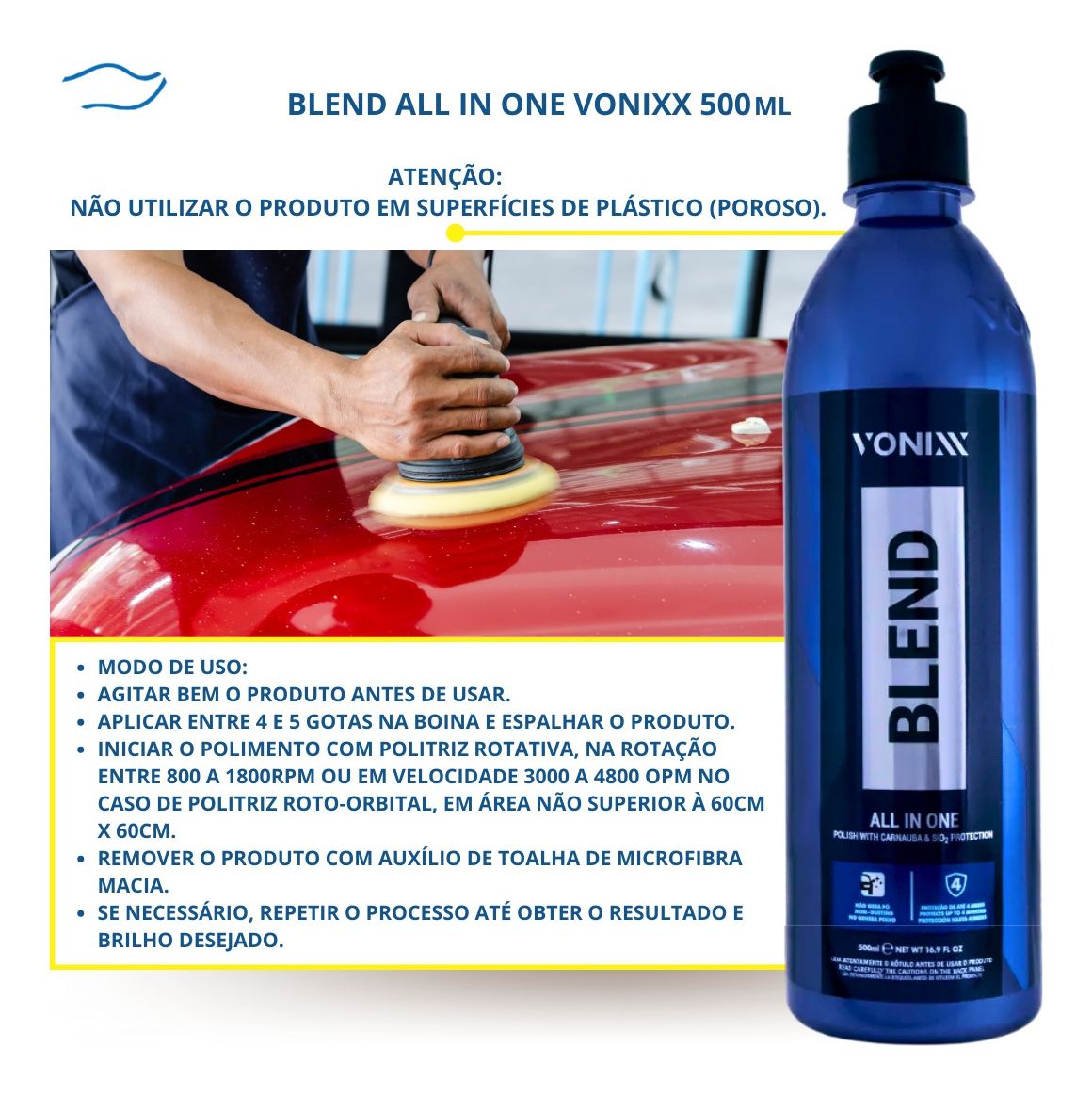 Blend All In One Vonixx 500ml Polidor Etapa Única Proteção Carnaúba ...