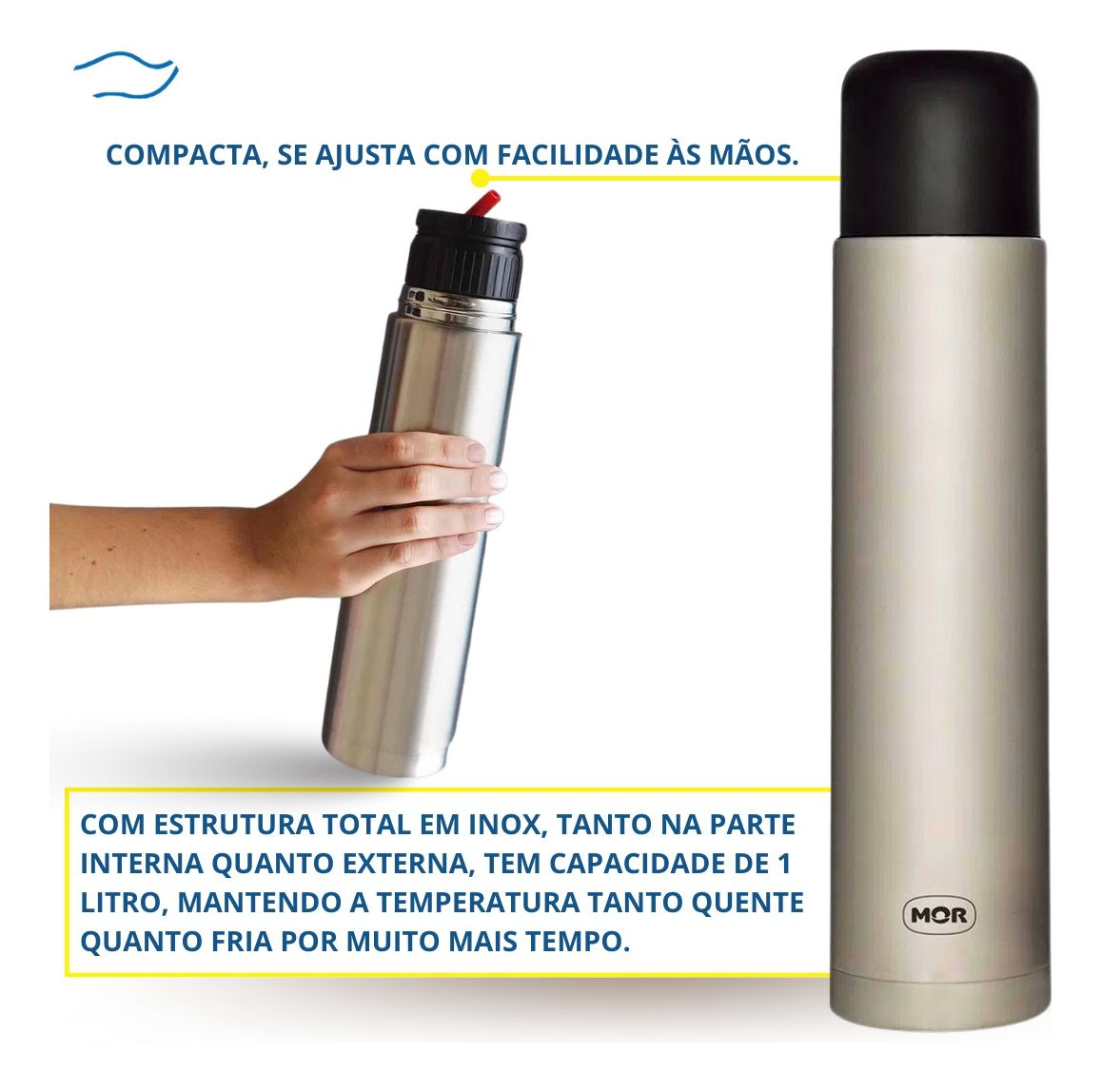 Garrafa Térmica Mor Total Inox Fit 1L – Mantém Quente ou Frio ...