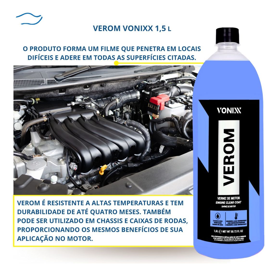 Verom Verniz de Motor Vonixx 1,5L Proteção e Brilho Base D’Água ...
