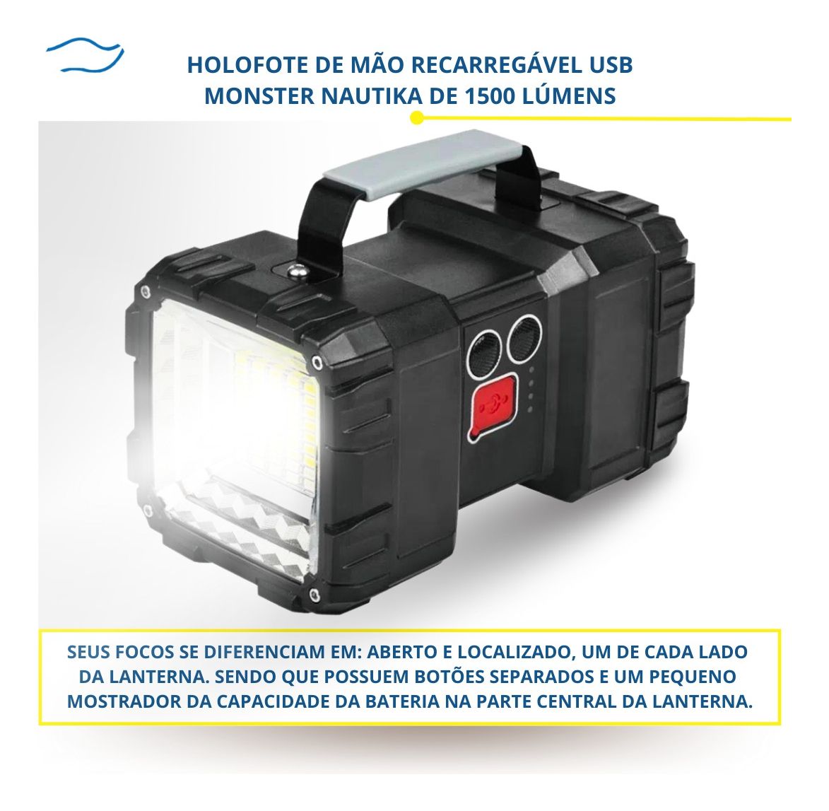 Holofote de Mão NTK Monster 1500 Lúmens – Recarregável USB - Produtos ...