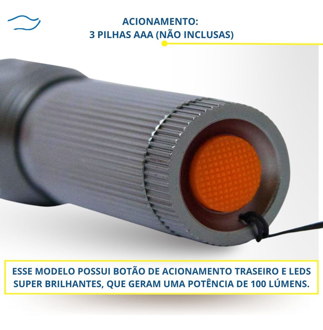 Lanterna de Mão NTK Spectra 100 Lúmens – LED CREE, Alumínio e Zoom - Produtos Náuticos Brasil
