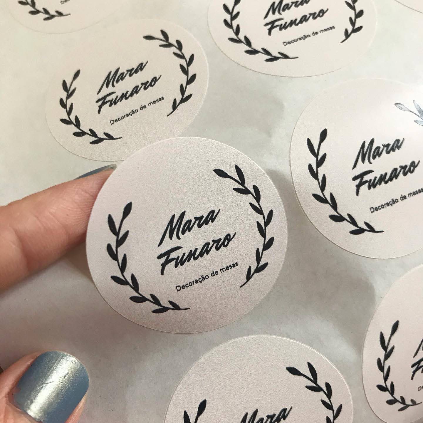 100 Adesivos Redondos Personalizados 4 cm - Papelaria Personalizada e ...