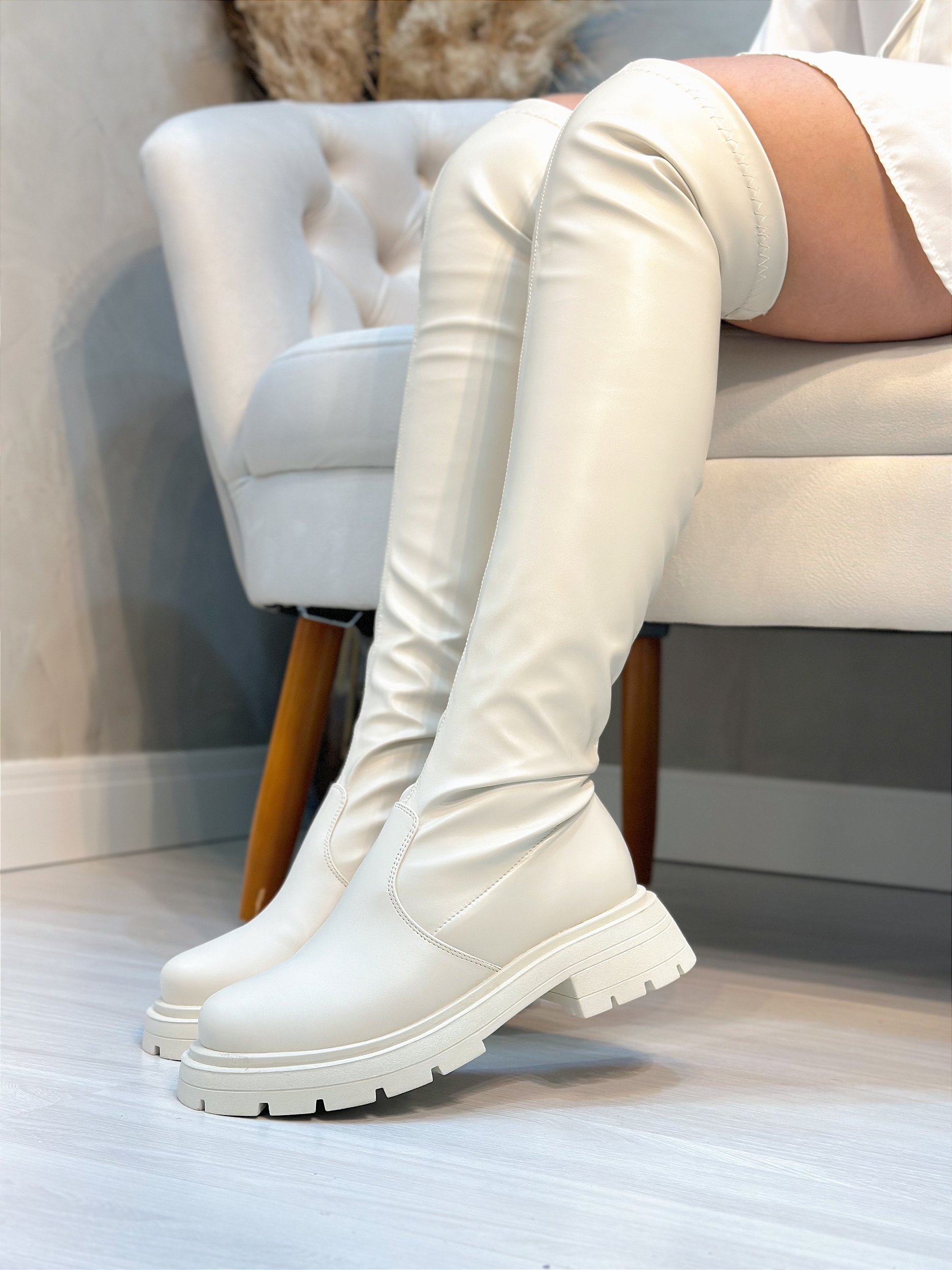 Coturno Over Feminino Leona Off-white - Cadência Feminina Shoes