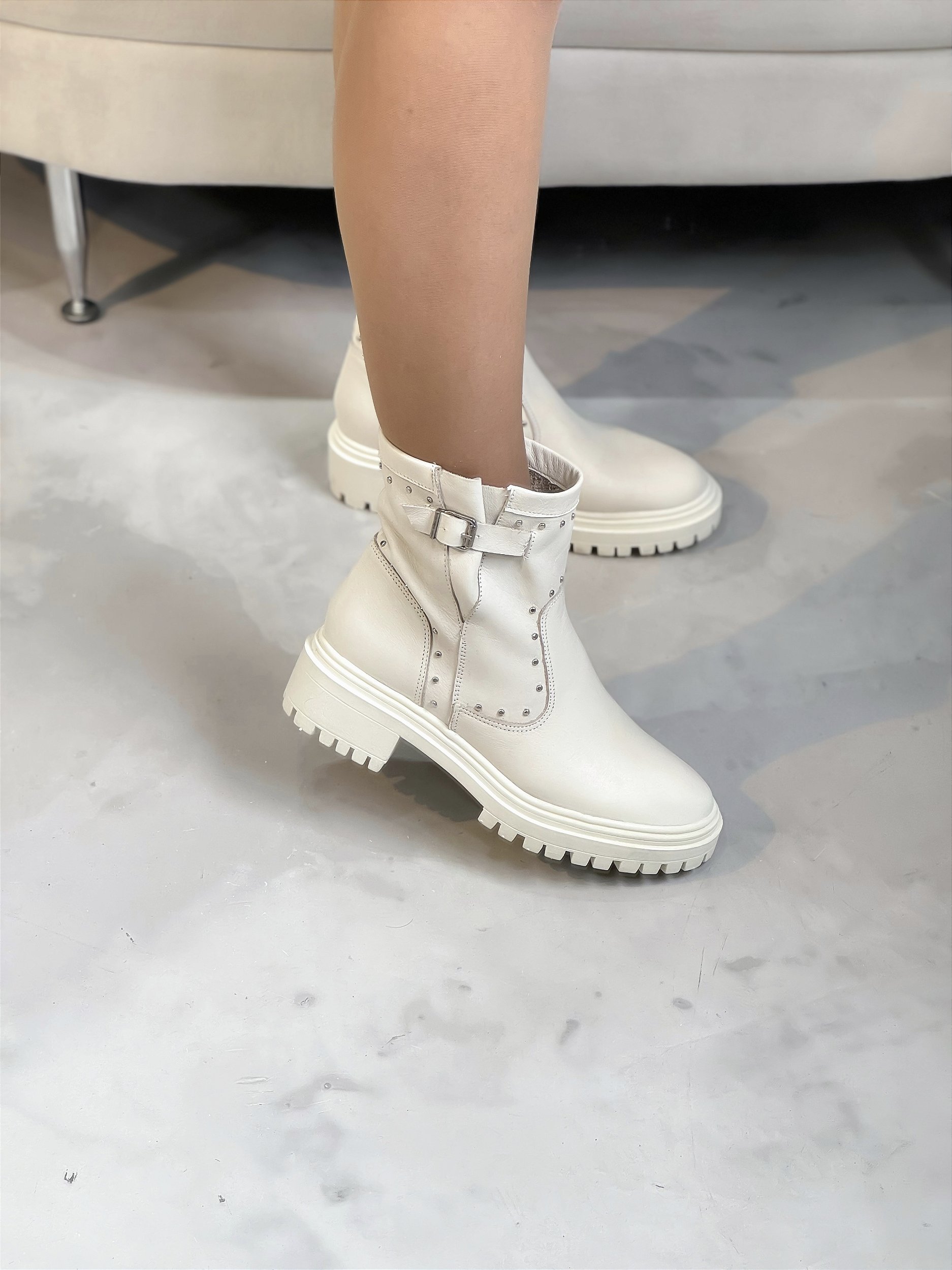 Coturno Feminino Jeni Off-white Couro Legítimo - Cadência Feminina Shoes